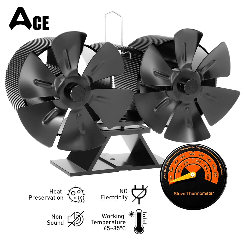 4 Blades Heat Powered Fireplace Stove Fan Wood - Non-powered Stove Fan ...