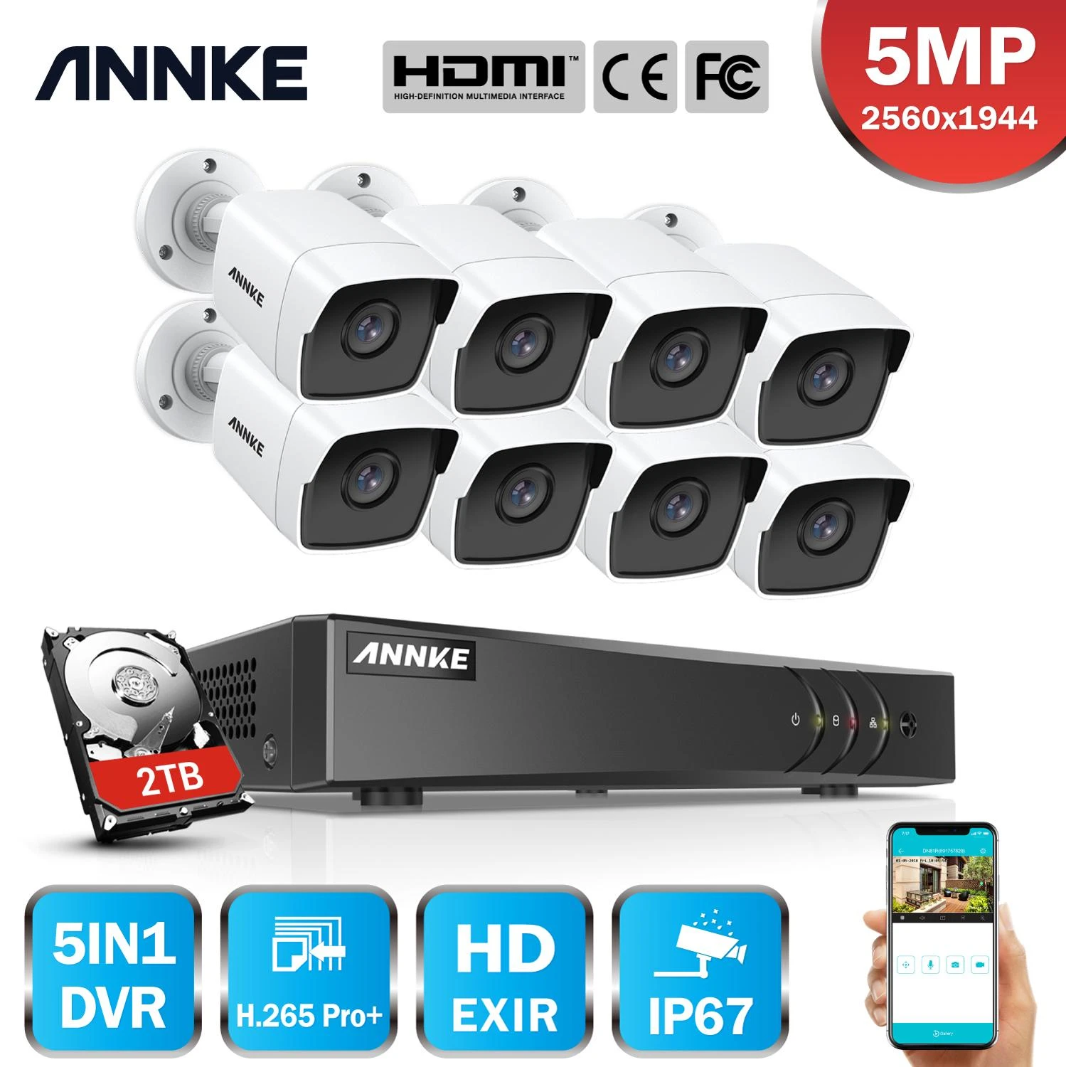 Annk H.265+ 5mp Lite Ultra Hd 8ch Dvr Cctv Security System 8pcs Outdoor ...