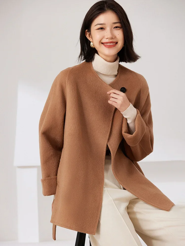 Women-100-Camel-Hair-Coat-Fashion-O-neck-Short-Coats-Woolen-Jacket-Hand ...