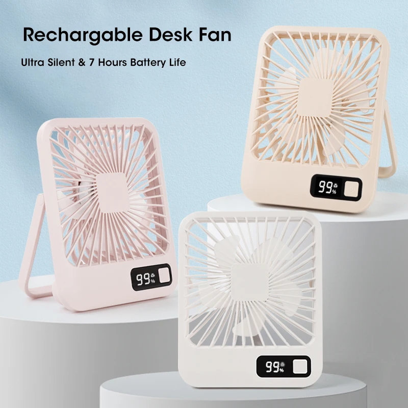 Portable-Mini-Desk-Fan-2000mAh-Ultra-Quiet-USB-Rechargeable-Table-Fan ...