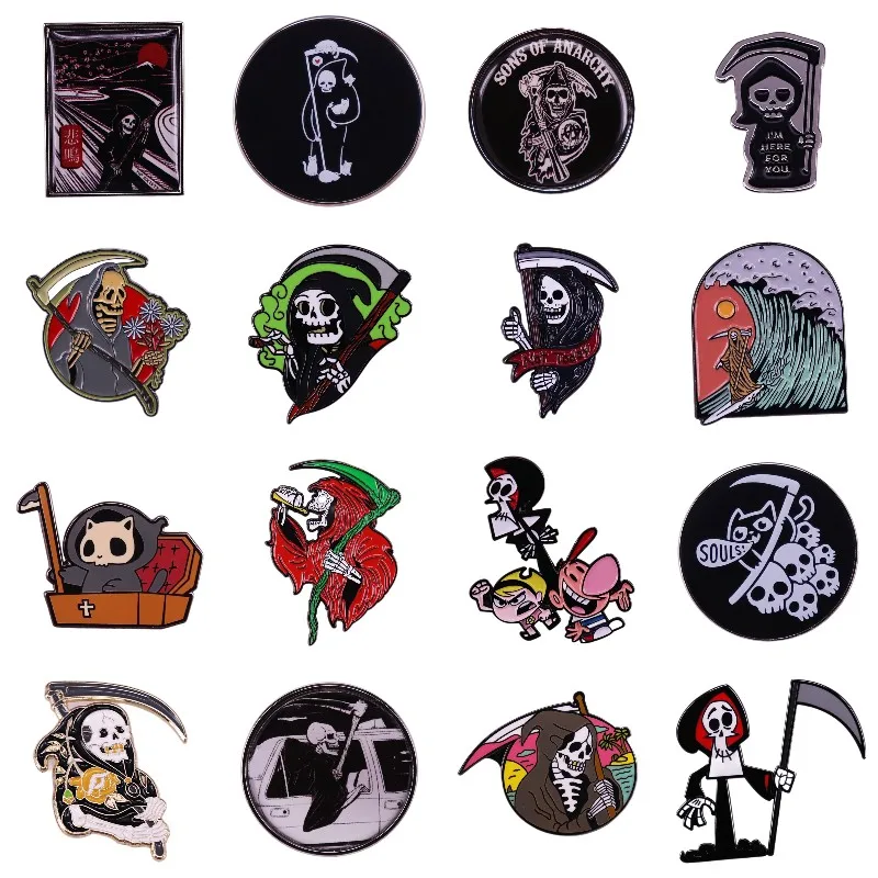 Hard-Pins-Halloween-Grim-Reaper-Terror-Skeleton-Enamel-Pin-Custom ...