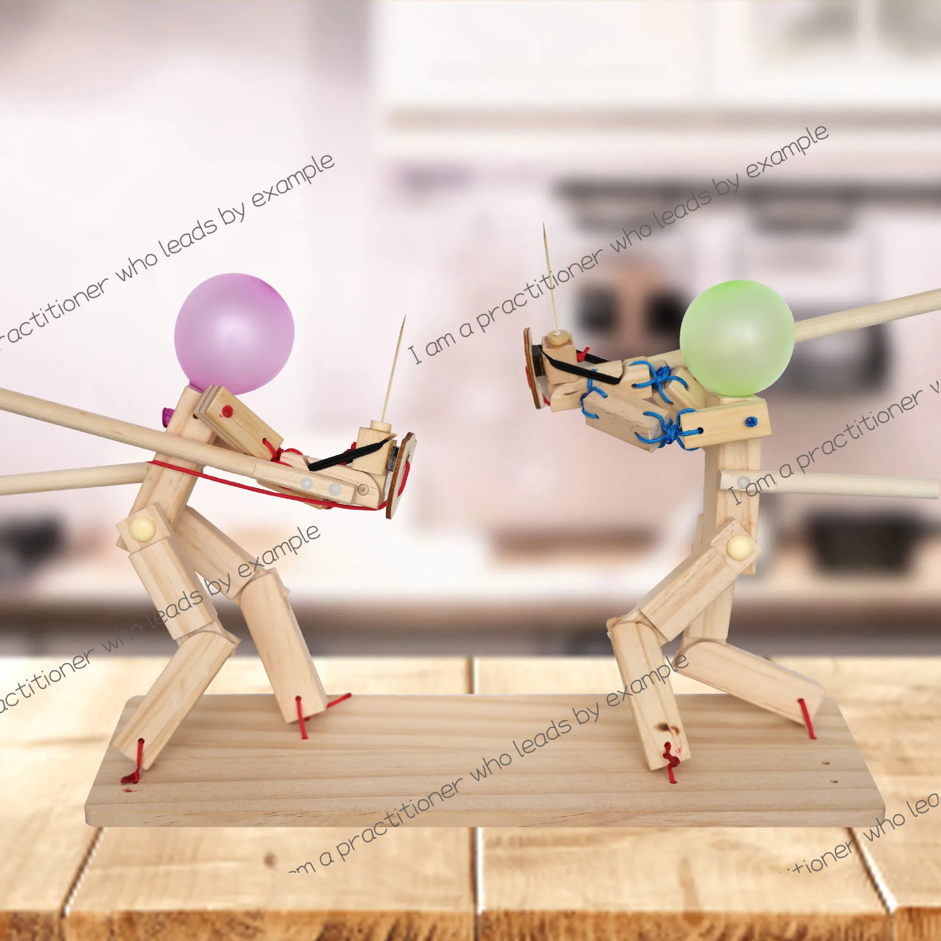 Wooden figurines handmade wooden festival people tie balloons two ...