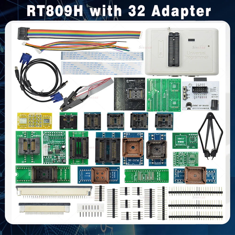 100-Original-RT809H-Universal-Programmer-32-Adapters-EMMC-Nand-FLASH ...
