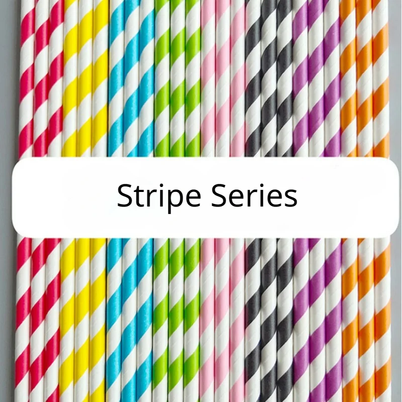 25pcs-Disposable-Paper-Straws-Degradable-Paper-Colored-Stripe-Party ...
