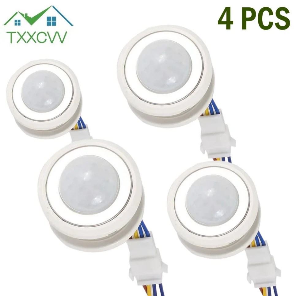 4-Pcs-PIR-motion-sensor-light-switch-220V-110V-time-delay-Mode-adjust ...