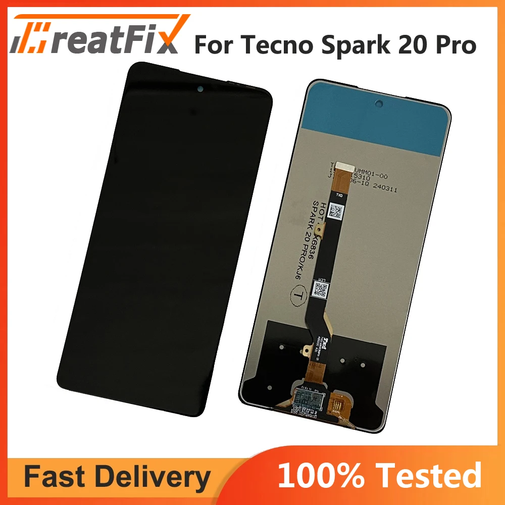 100-Tested-Work-For-Tecno-Spark-20-Pro-KJ6-LCD-Display-Touch-Panel ...
