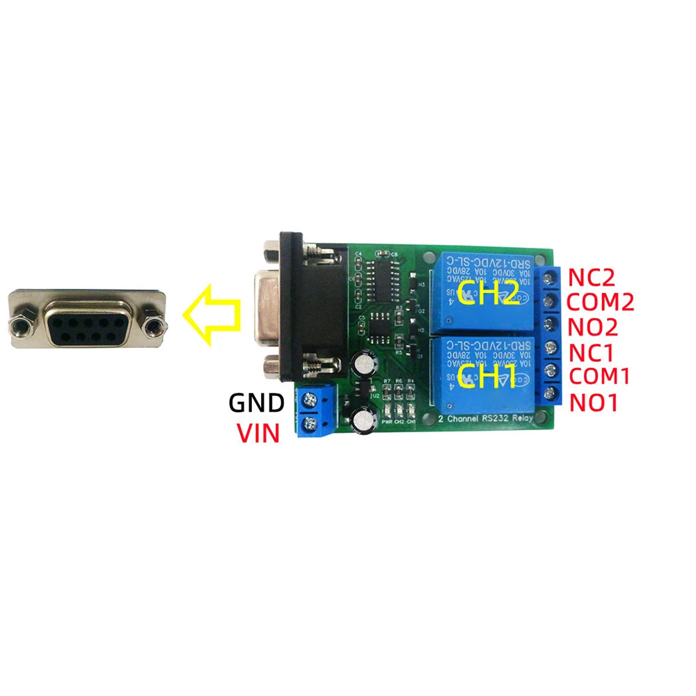 Generic 2 Channel Relay Board Rs232 Dc 12v 24v Serial Port Switch ...