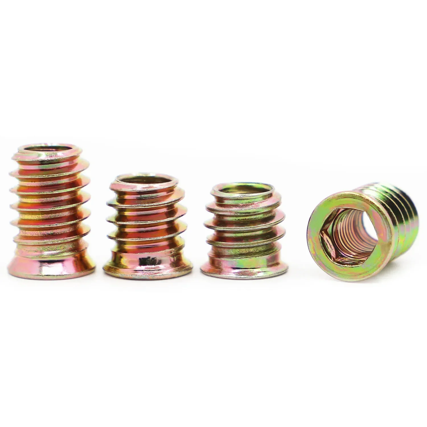 10pcs-Zinc-Plated-Carbon-Steel-Thread-For-Wood-Insert-Nut-Hex-Flanged ...