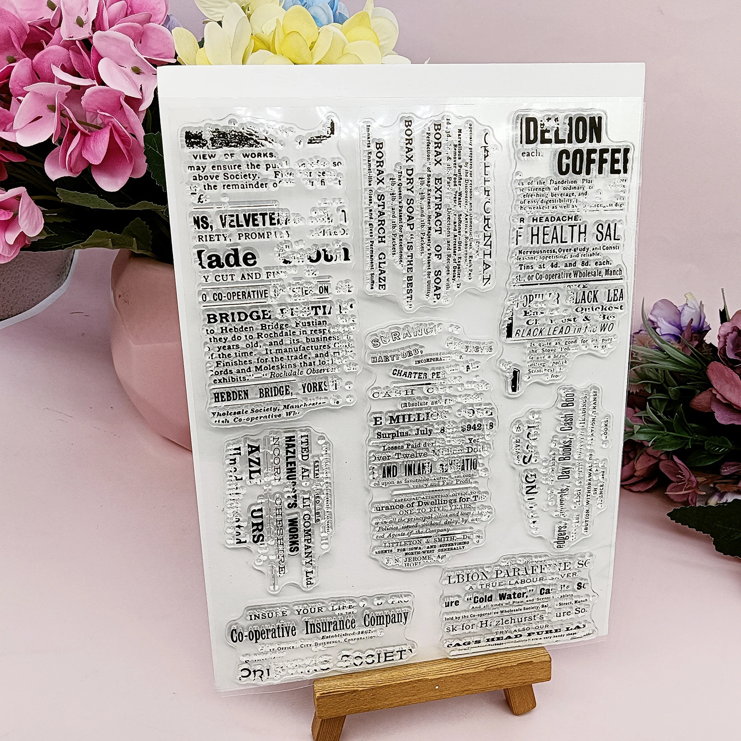 1pc Newspaper Background Clear Stamp Silicone Clear Stamps Reusable ...