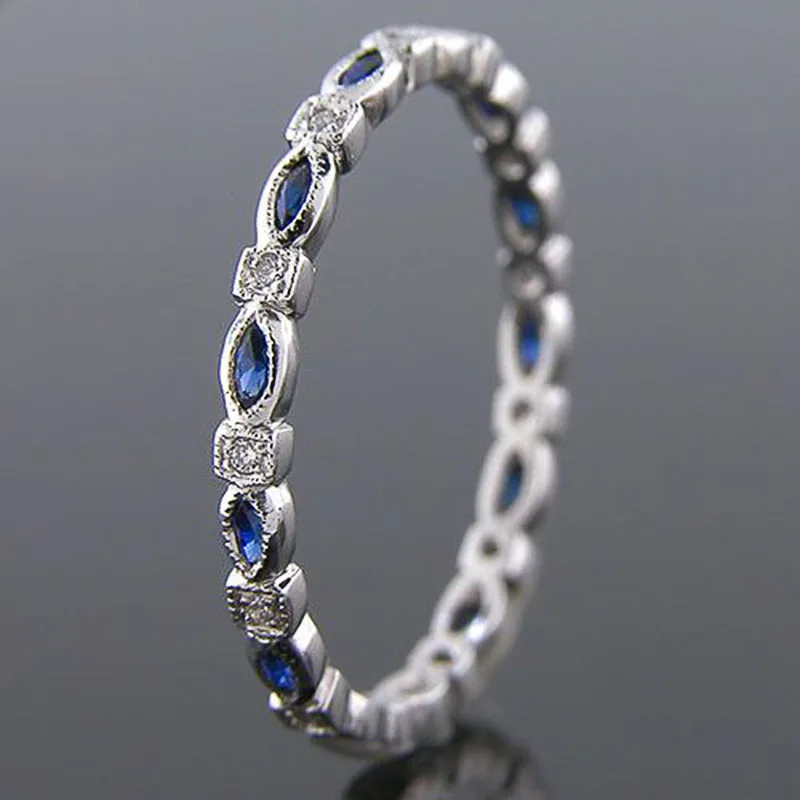 Blue Stone Ring Women | Blue Eternity Rings | Rings Huitan Stones ...