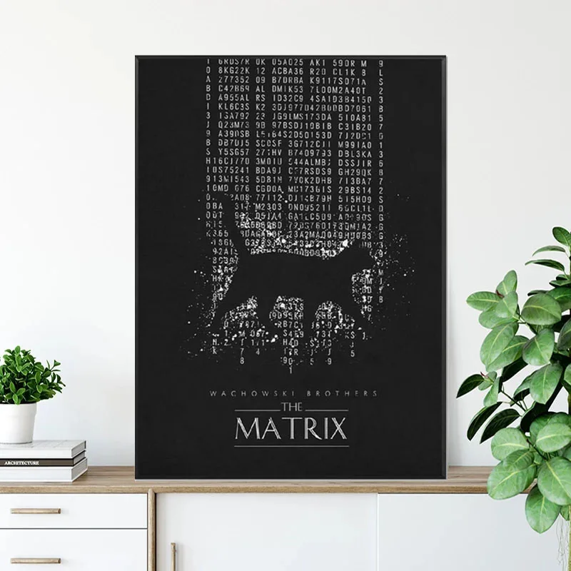 Matrix-Black-and-White-Classic-Movie-Art-Canvas-Painting-Poster-Wall ...