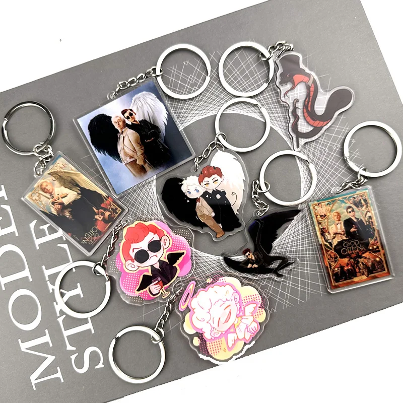 Good-Omens-Anime-Acrylic-Pendant-Keychains-Holder-Cool-Cartoon-Figures ...