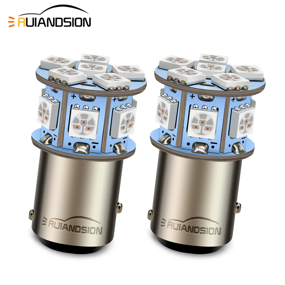 Ruiandsion LED 전구 방향 지시등, 테일 브레이크 오토바이 자동차 조명, 무극성 레드 옐로우, 2x 화이트 1157 ...