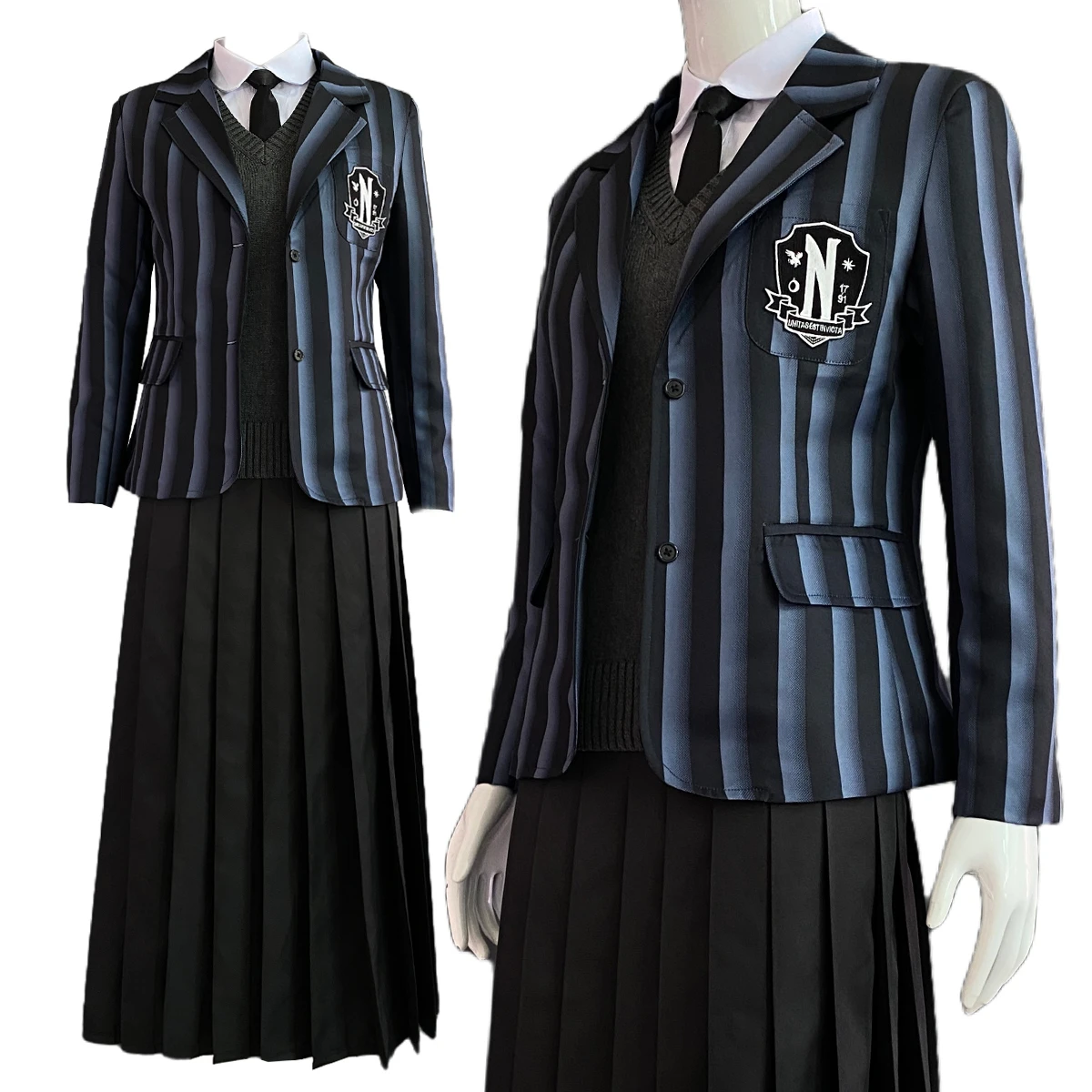 HOLOUN Wednesday Addams Cosplay Costume Wig Nevermore School Uniform ...