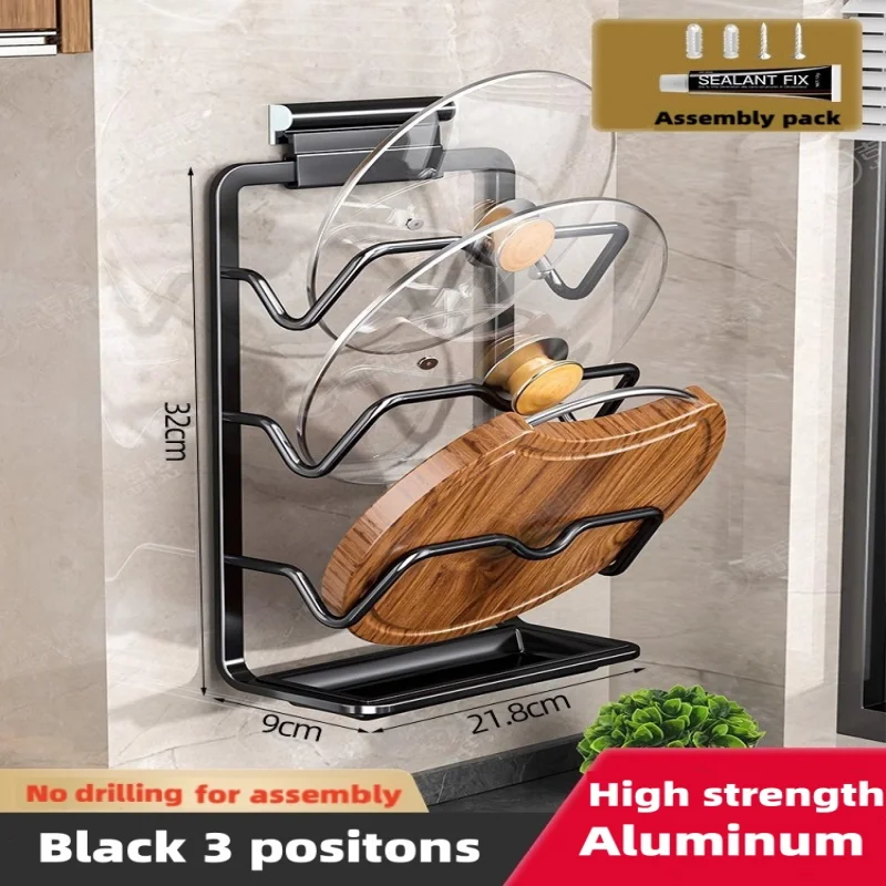 Kitchen-organizer-Pot-cover-Rack-Wall-hook-Pot-lid-Rack-Aluminum-Rack ...