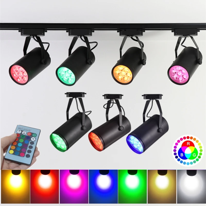 RGB-LED-Track-Lights-5W-7W-12W-18W-Remote-Control-Colorful-Ceiling-Rail ...