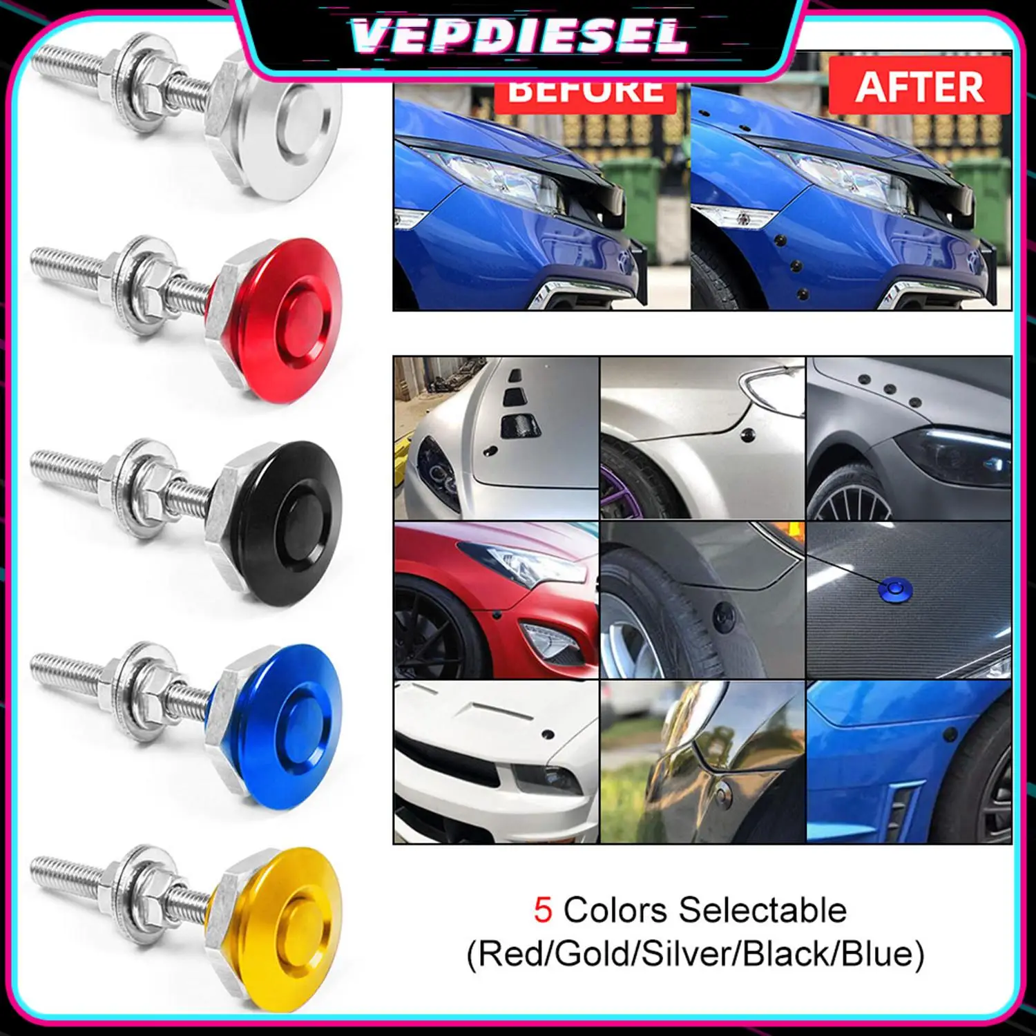 2x-Universal-Aluminum-Bumper-Fit-for-Car-Trunk-Fender-Hatch-Lid-Black ...