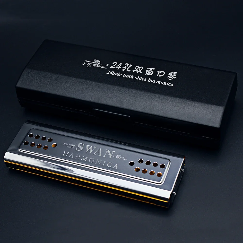 SWAN-24-Hole-Tremolo-Harmonica-Polyphonic-Double-side-C-G-Key-Harmonica ...