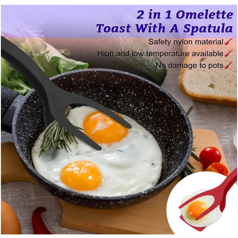 Multifunction-2-In-1-Spatula-Tongs-for-Kitchen-Egg-Steak-Toast-Ham ...