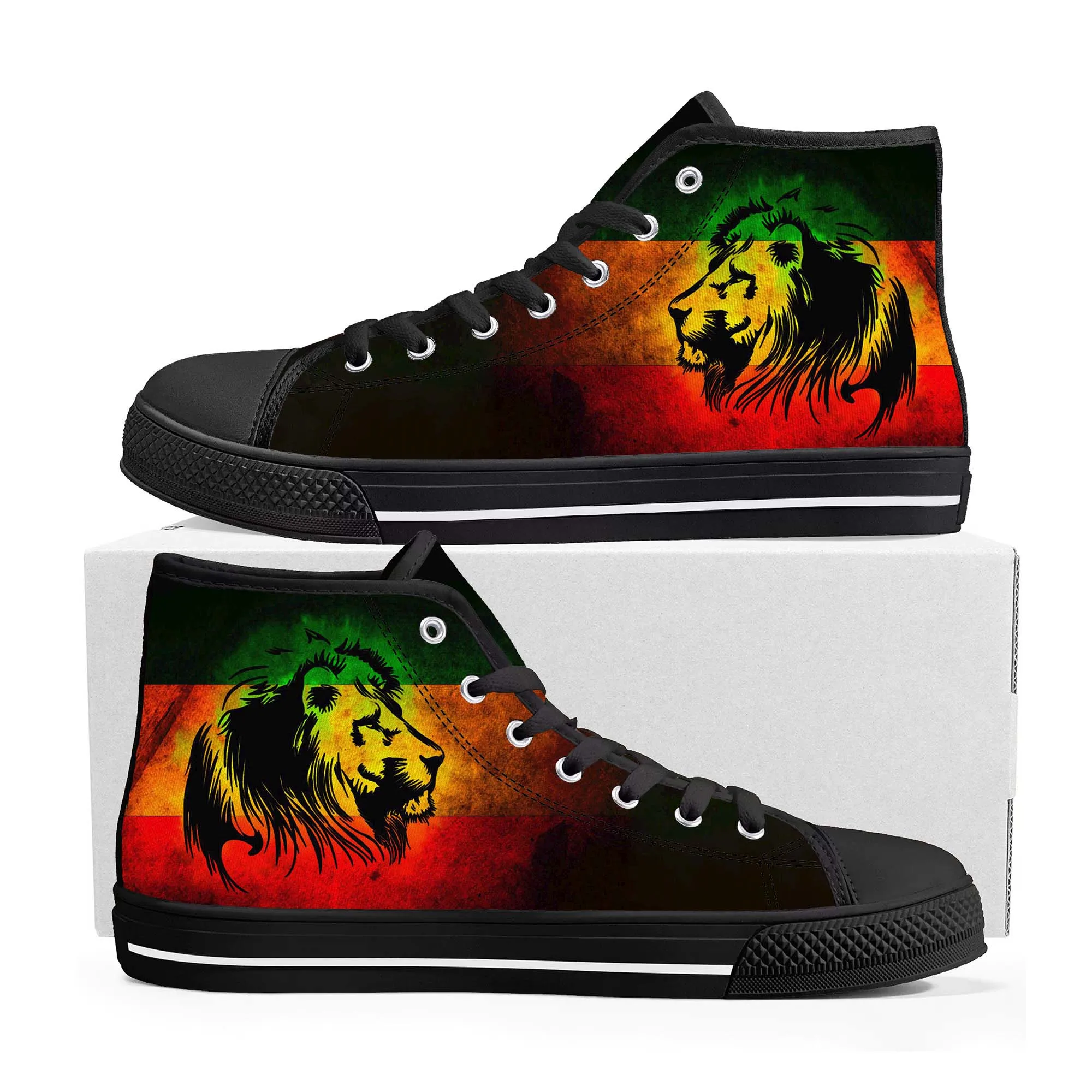 Reggae-Rastafarian-Rasta-Rastafari-Lion-Of-Judah-High-Top-Sneakers-Mens ...