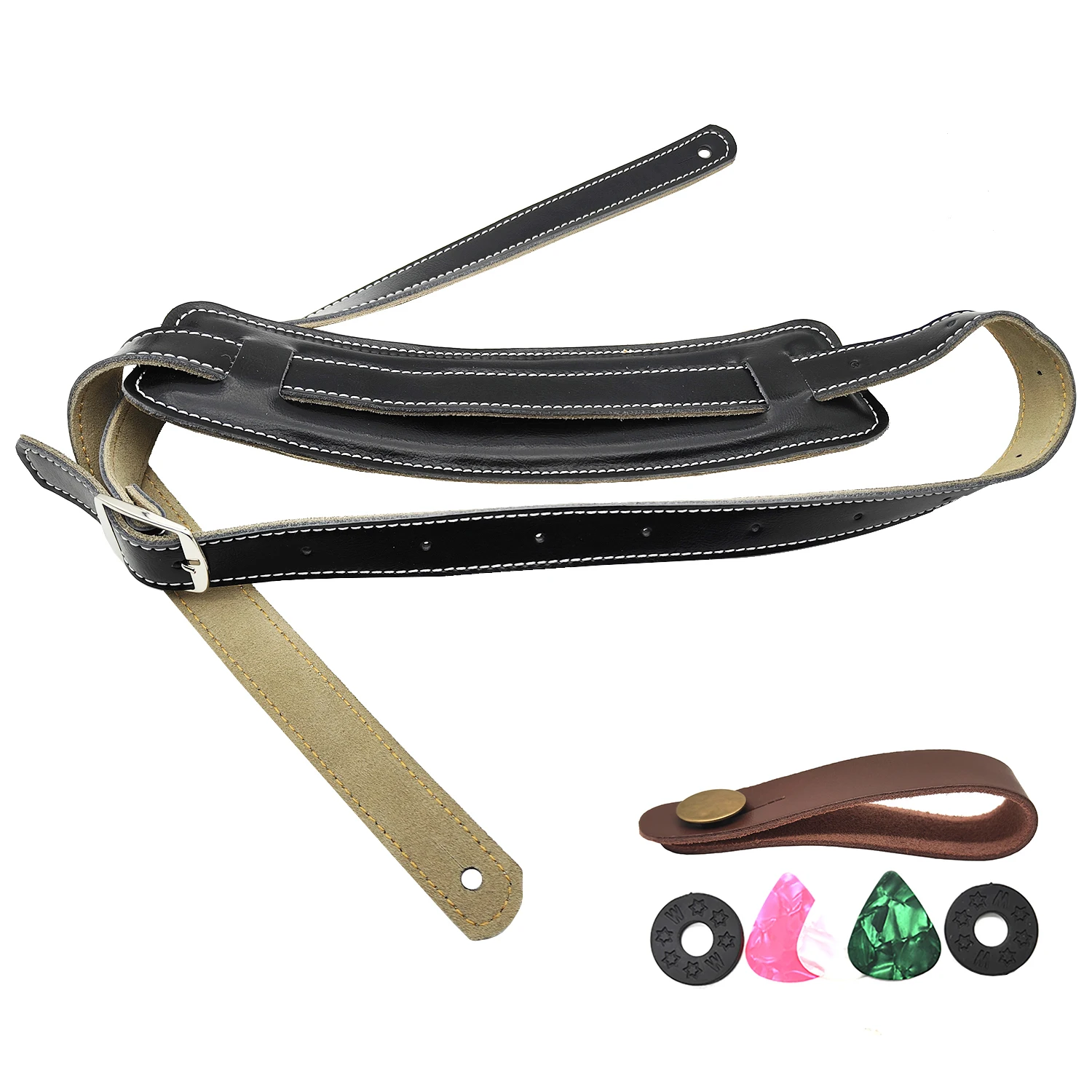 Real Leather Shoulder Padded Guitar Strap Soft Durable Widen Electric ...