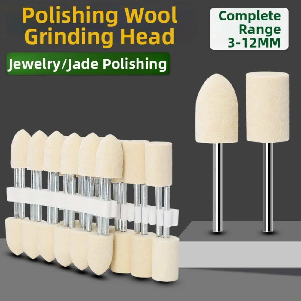 12Pcs Electric Grinding Head 2.35 Mm Shank Wool Grinding Head Set For ...