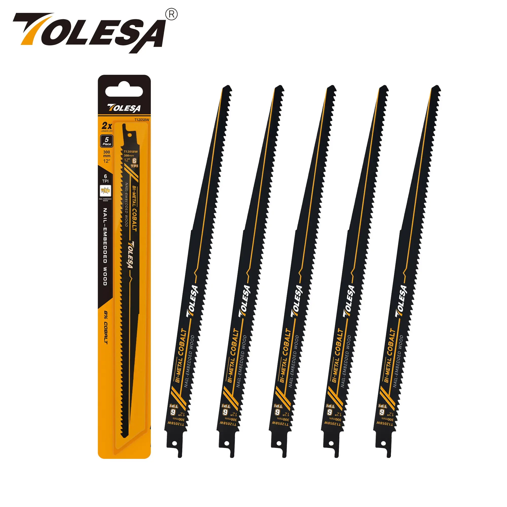 TOLESA-5PCS-Reciprocating-Saw-Blades-for-Wood-Window-Door-Demolition ...