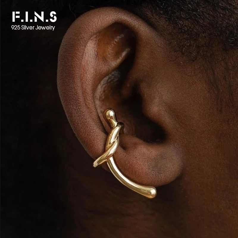 F.I.N.S 1PC Unique Design Real 925 Sterling Silver Knotted Ear Clip INS ...