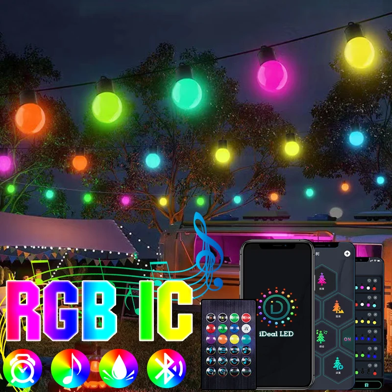 RGBIC Smart LED Ball Garland Fairy String Lights Bluetooth Multi Color ...