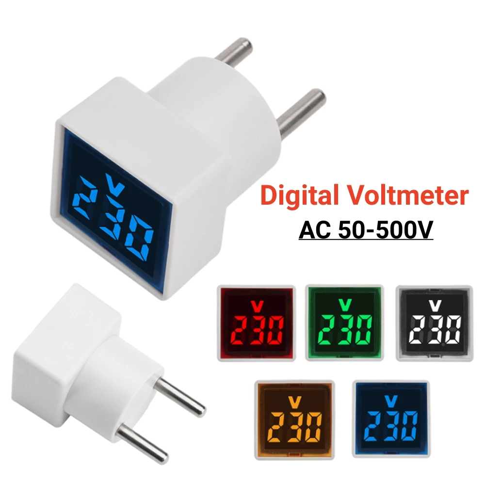 Square-Voltmeter-Digital-Voltage-Tester-Monitor-EU-Plug-LED-Display ...