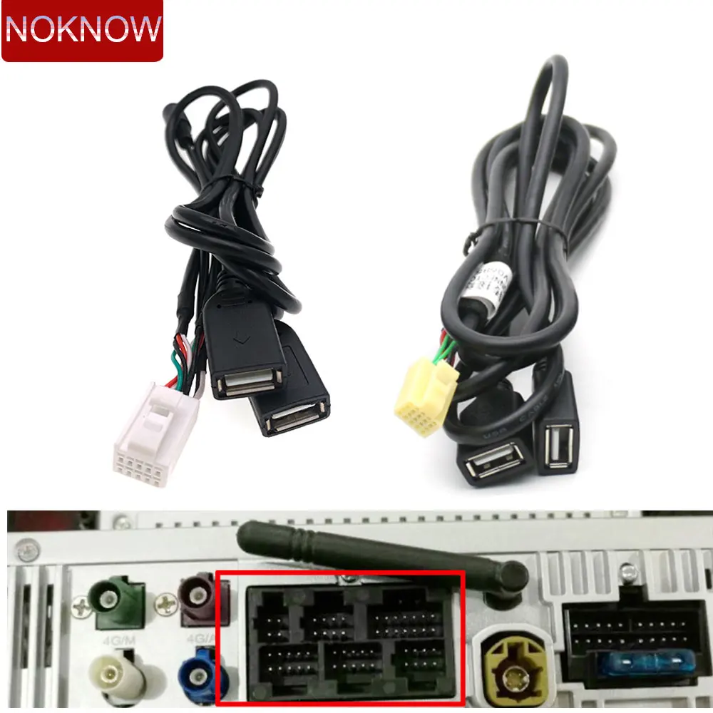 10 Pin Car Radio Stereo Dual USB 3.5mm Mic Extension Cable Adapter ...
