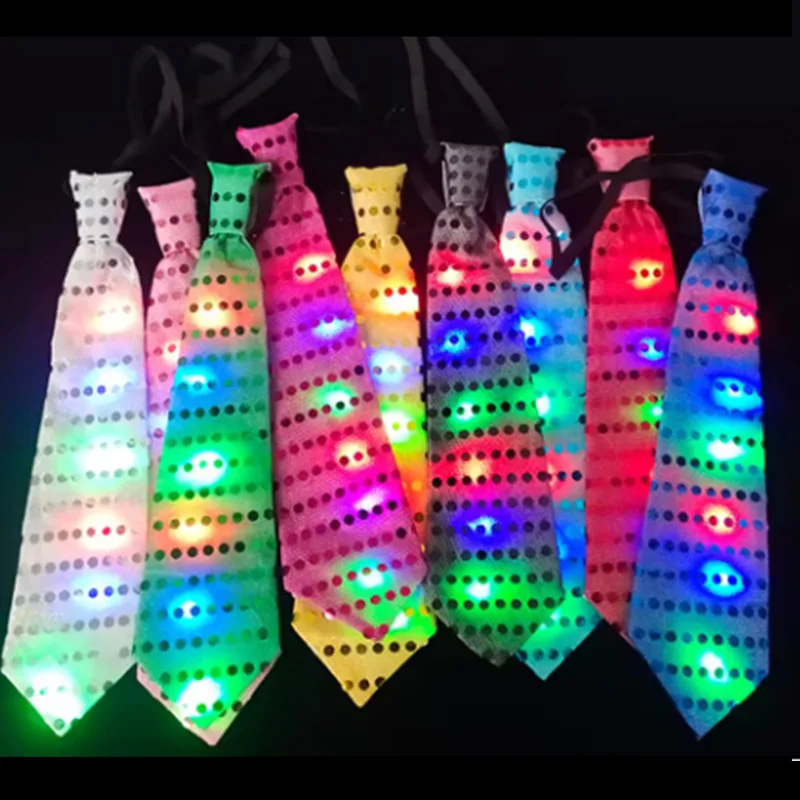 Disco Luminous Led Mens Ties LED Flash Necktie Sequins Light up Necktie ...