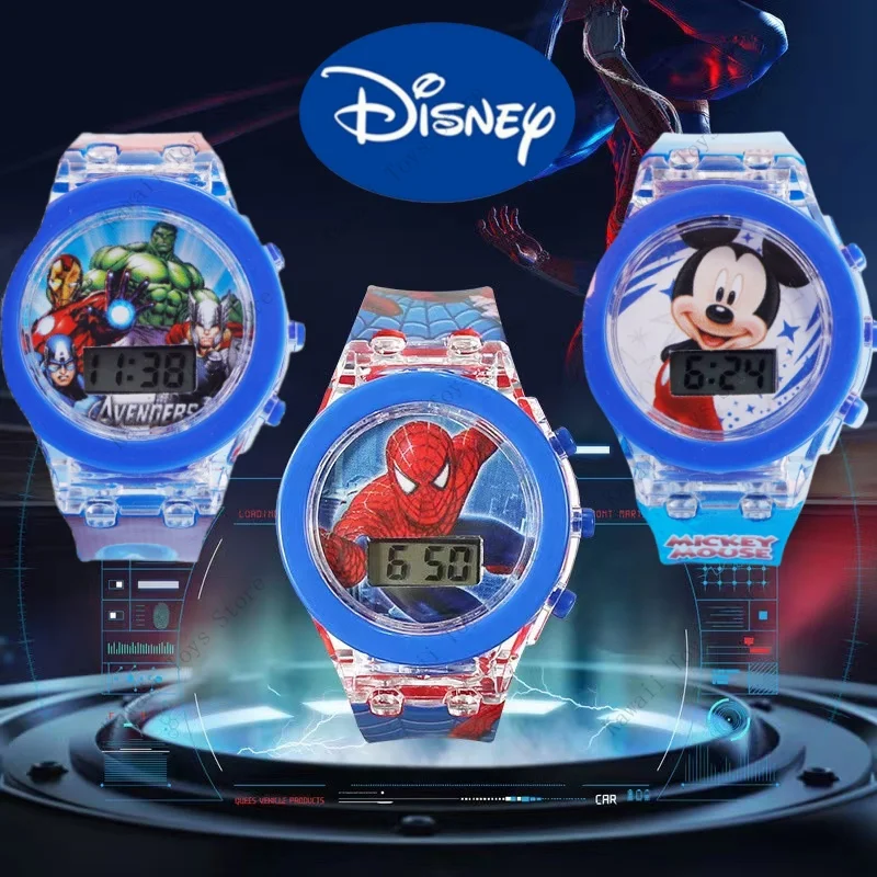 Disney-Marvel-Flash-Light-Spiderman-Hulk-Kids-Watches-for-Boys-Cartoon ...