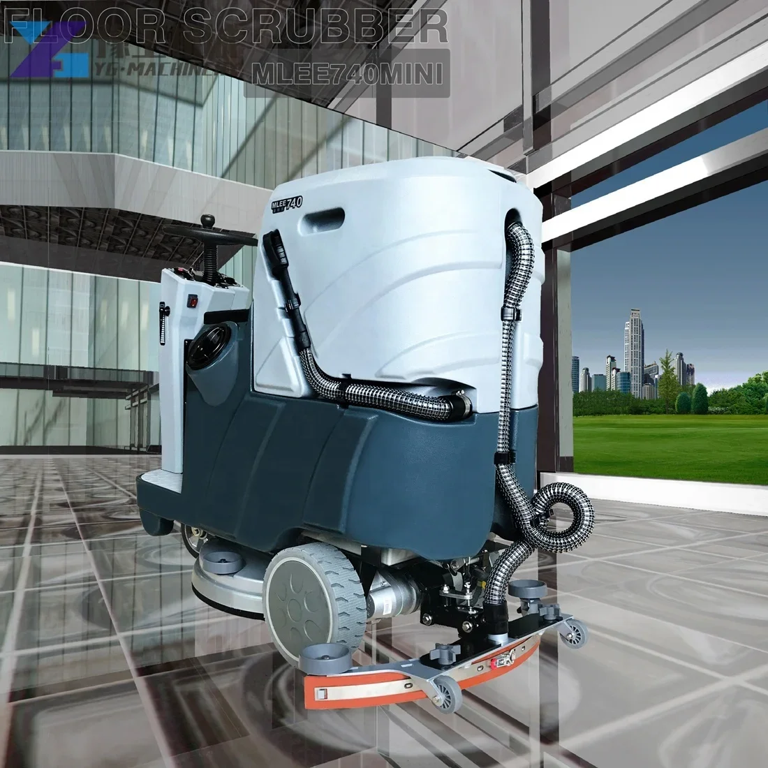 YG MINI Industri Scrubber Dryer with Battery Grout Rubber Tile Concrete ...