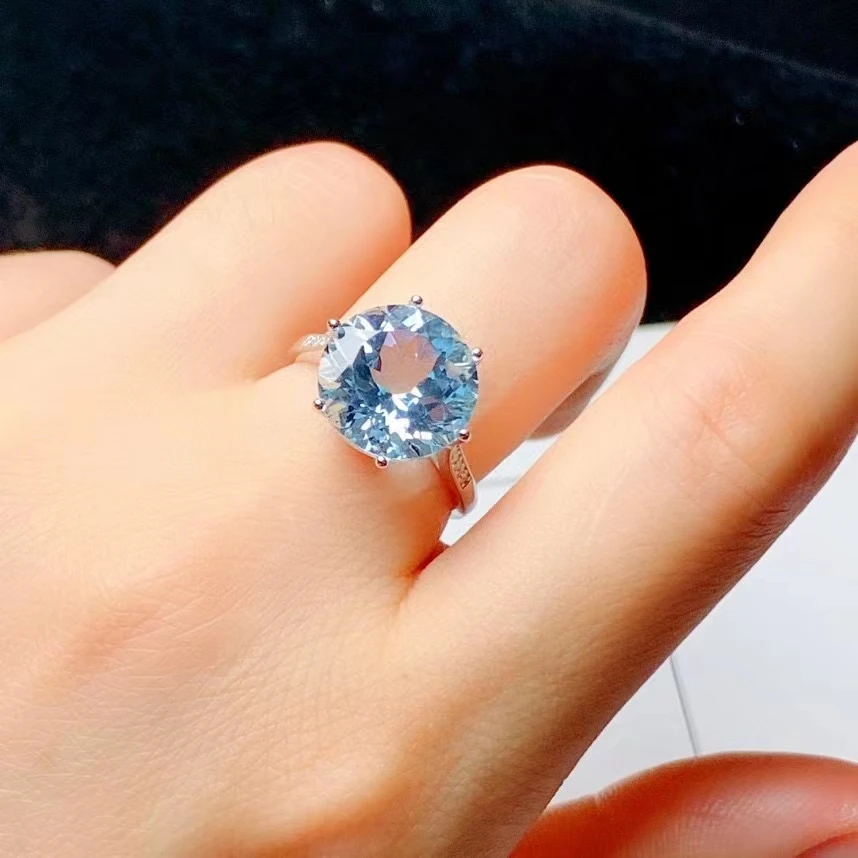 Solid 925 Silver VVS Grade Natural Topaz Wedding Ring 12mm 6ct Light ...