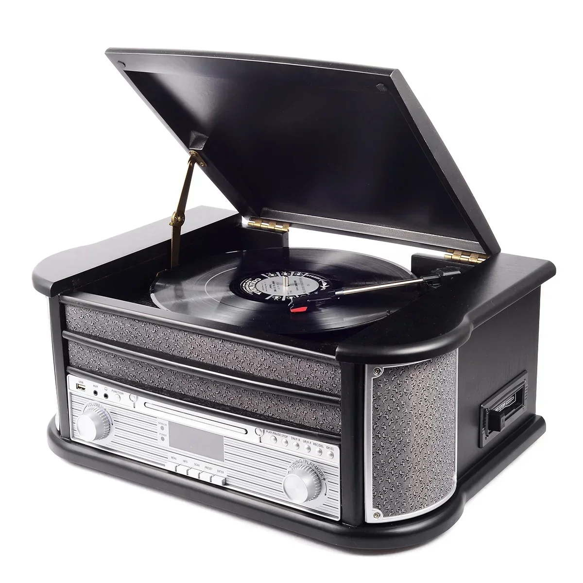 Nostalgic Music Centre Bluetooth Vinyl Turntable CD Cassette USB ...