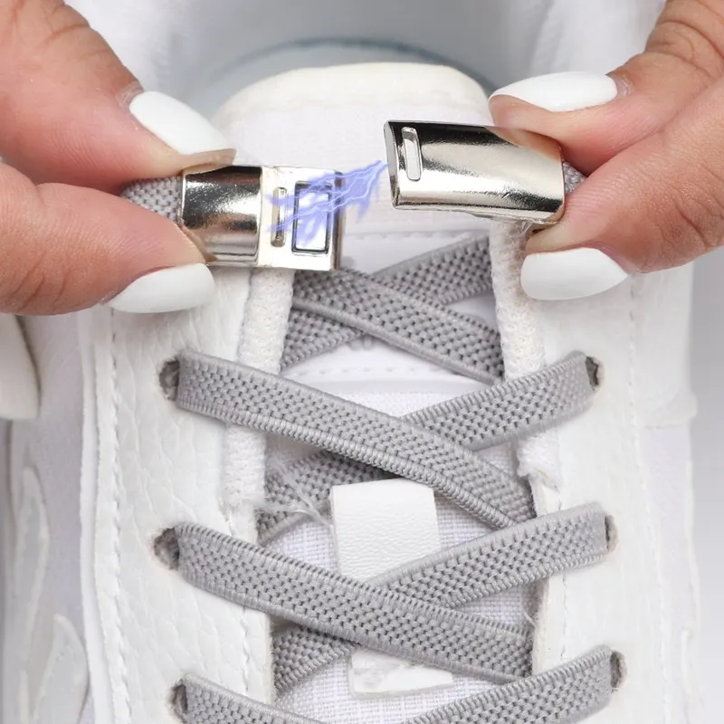 New Magnetic Lock Shoelaces Without Ties Elastic Laces Sneakers No Tie ...