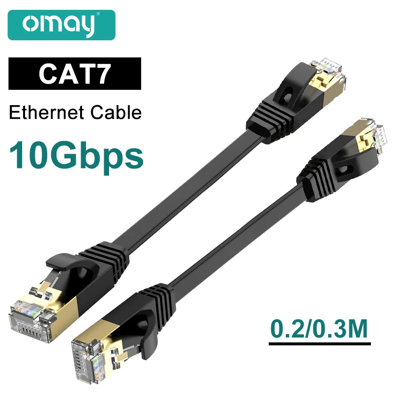 OMAY 0.2m 0.3m 10/20/30pcs Ethernet RJ45 Cat7 shield Lan Cable UTP flat ...