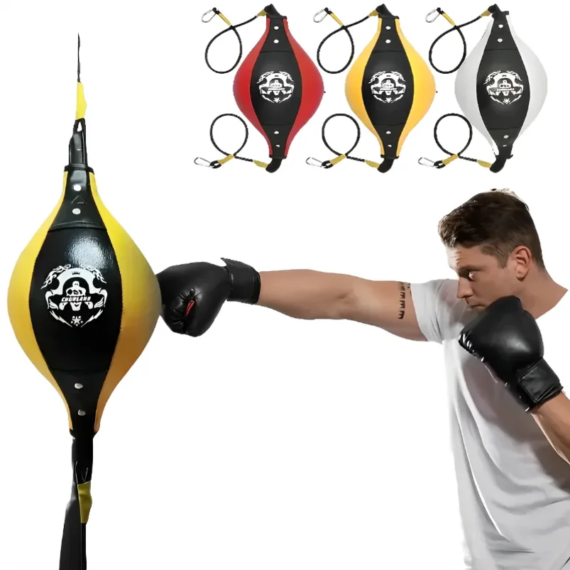 Quality PU Leather Boxing Punching Bag Pear Inflatable Speed Double End ...