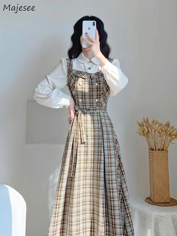 Plaid Dresses Spring | Plaid Dresses Autumn | Plaid Dress Korea Style ...