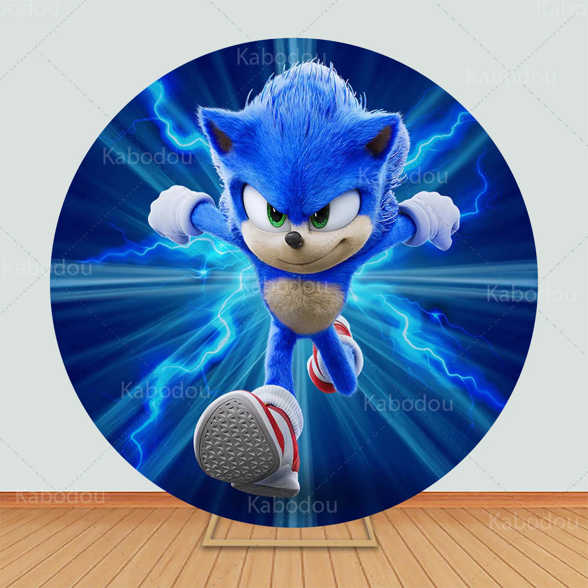 Fondo redondo azul sónico para fiesta de cumpleaños de niños ...
