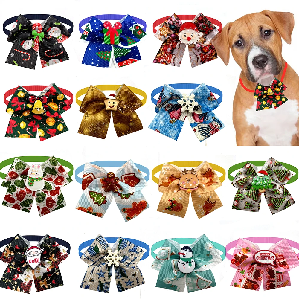 50-100pcs-Christmas-Dog-Bow-Tie-Pet-Grooming-Supplies-Deer-Santa-Claus ...