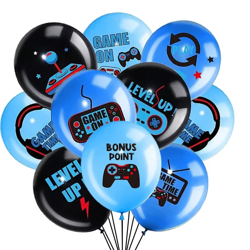 Blue-Game-On-Theme-Balloons-Video-Game-Controller-Latex-Ballon-Happy ...