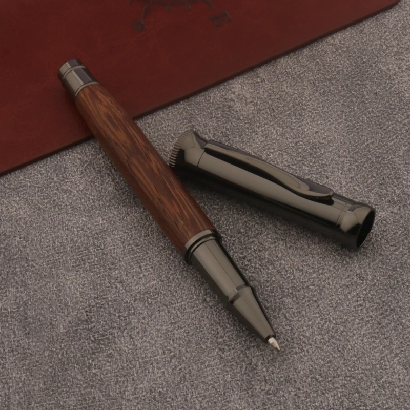 1Pc-Wenge-wooden-Ballpoint-Pen-Gun-Grey-Ink-Gel-Pen-Bullet-Tip-0-5mm ...