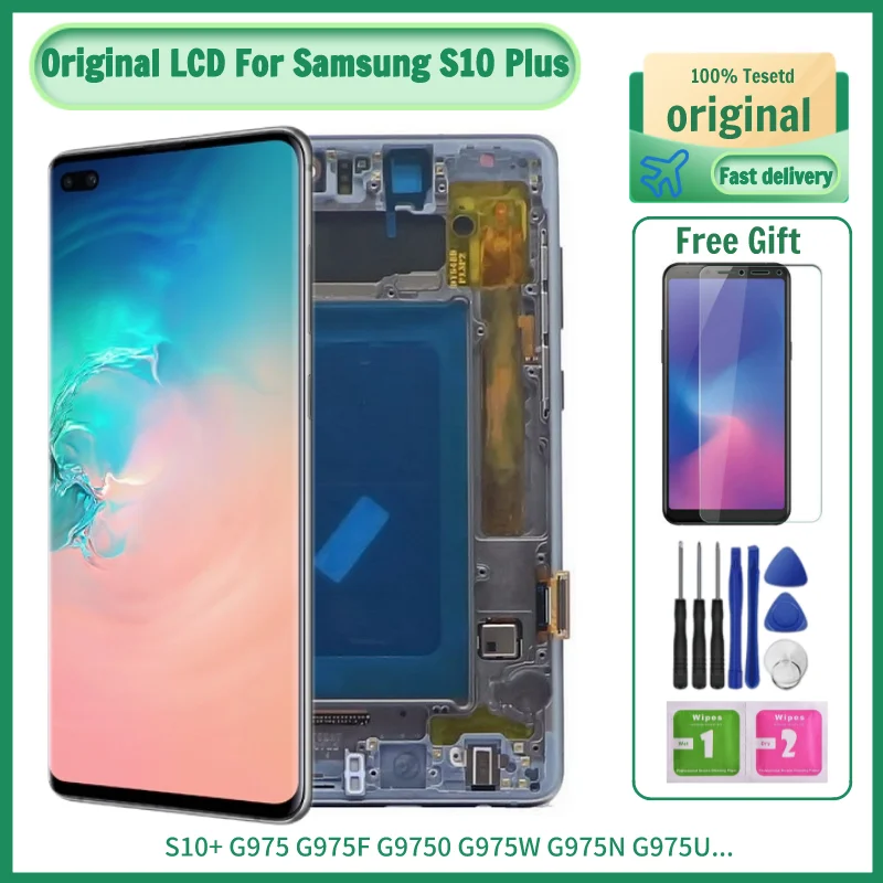 100-Original-Galaxy-S10-Plus-Tela-LCD-Para-Samsung-S10-Plus-Display-Com ...
