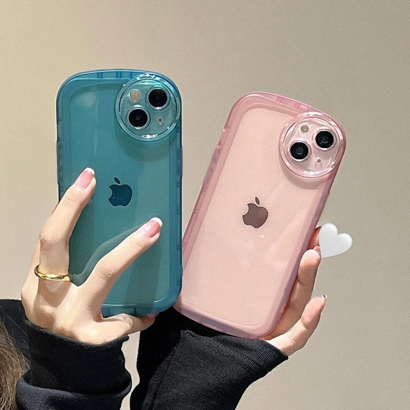 Transparent Candy Round Oval Phone Case For iPhone 14 13 12 11 Pro Max ...