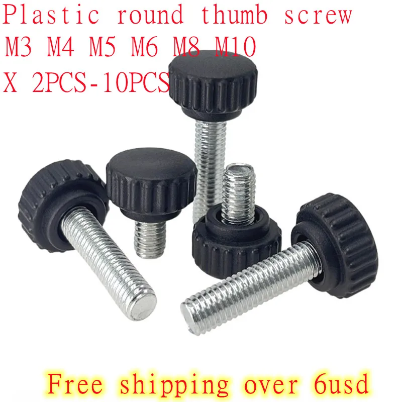 2-10-buah-m3-m4-m5-m6-m8-M10-knurled-nilon-plastik-bulat-menangani ...