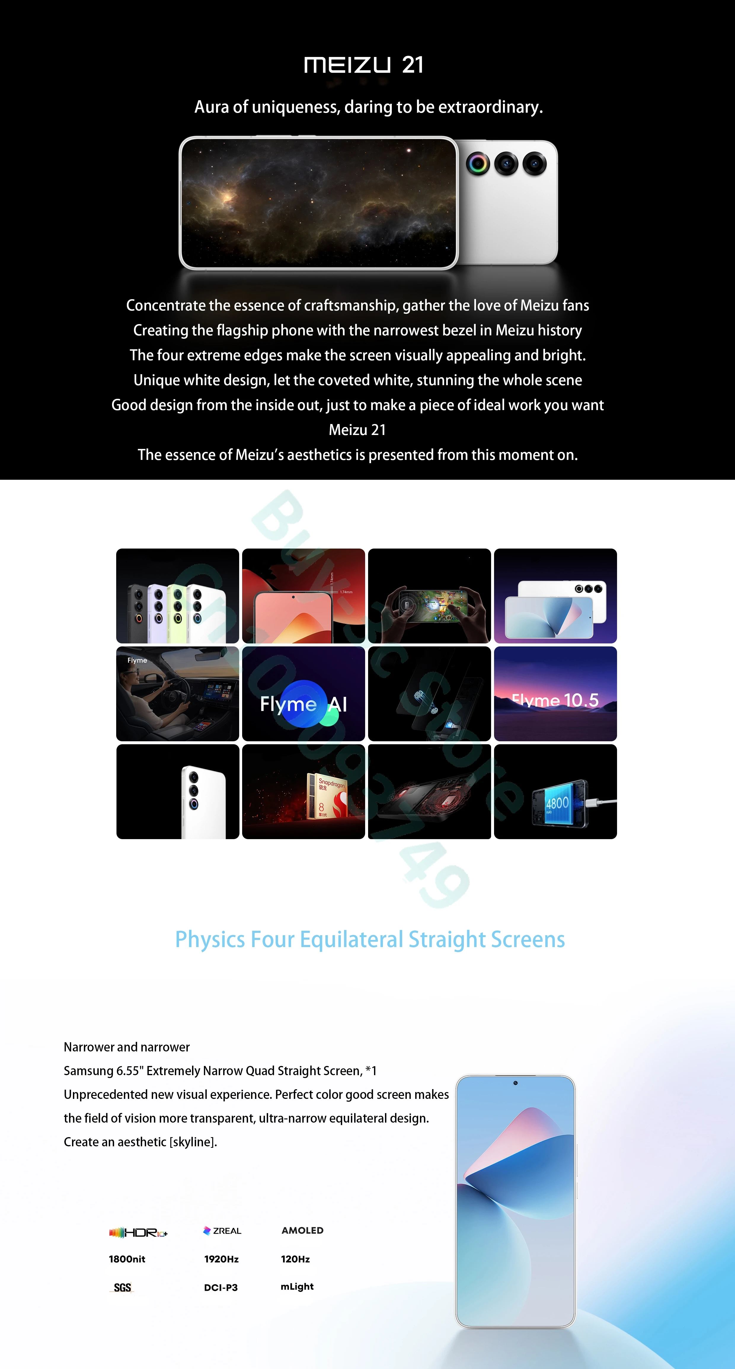 in stock Meizu 21 Snapdragon 8 Gen 3 Dual SIM 6.55"FHD+ 120Hz AMOLED Play Store OTA 200MP triple ...