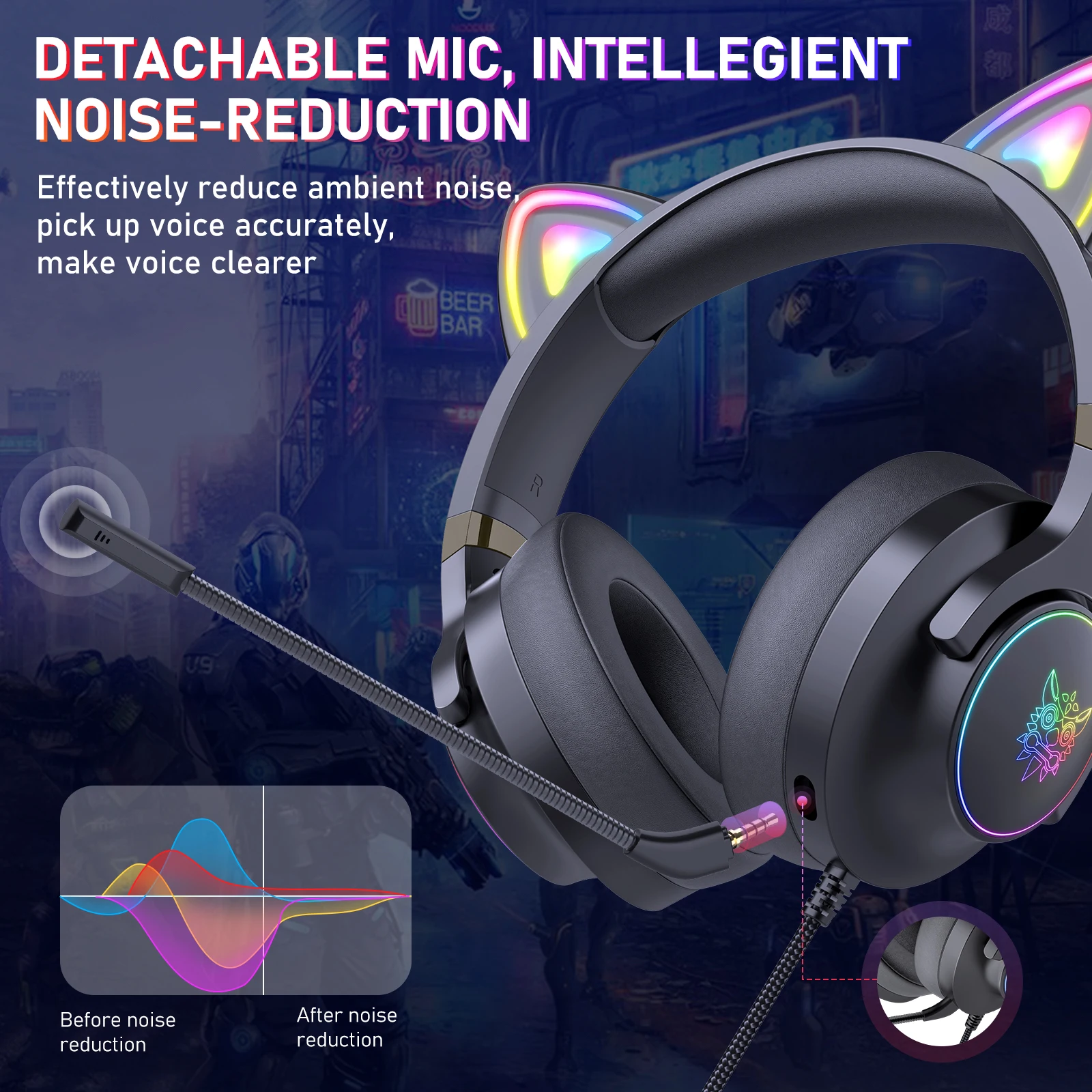 ONIKUMA-Gaming-Headset-com-orelhas-de-gato-destac-veis-Surround-Sound ...