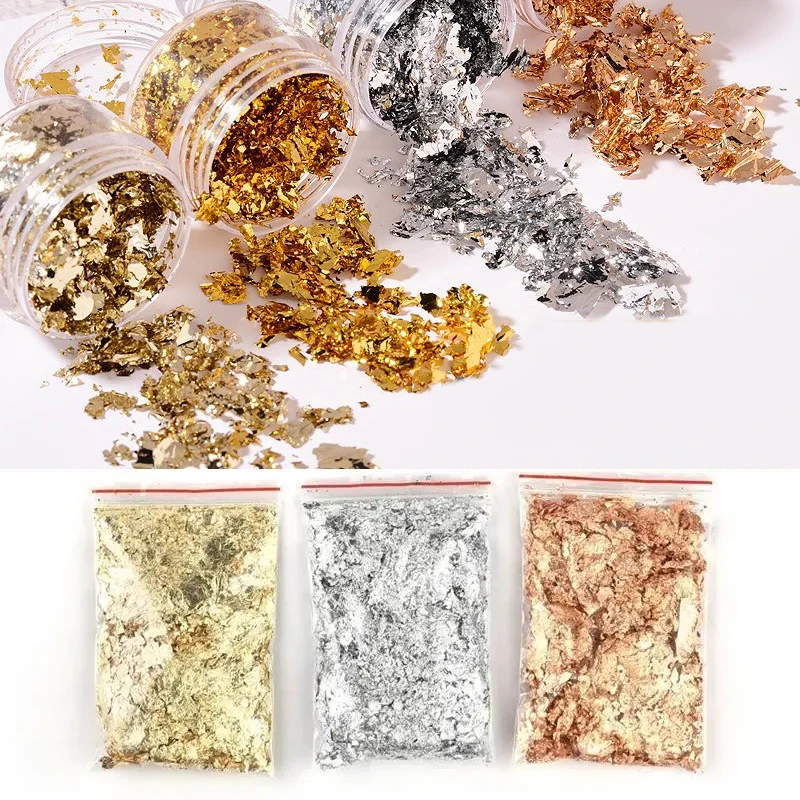5-10g-Imitation-Gold-Sliver-Foil-Sequins-Glitter-Craft-Leaf-Flake-for ...